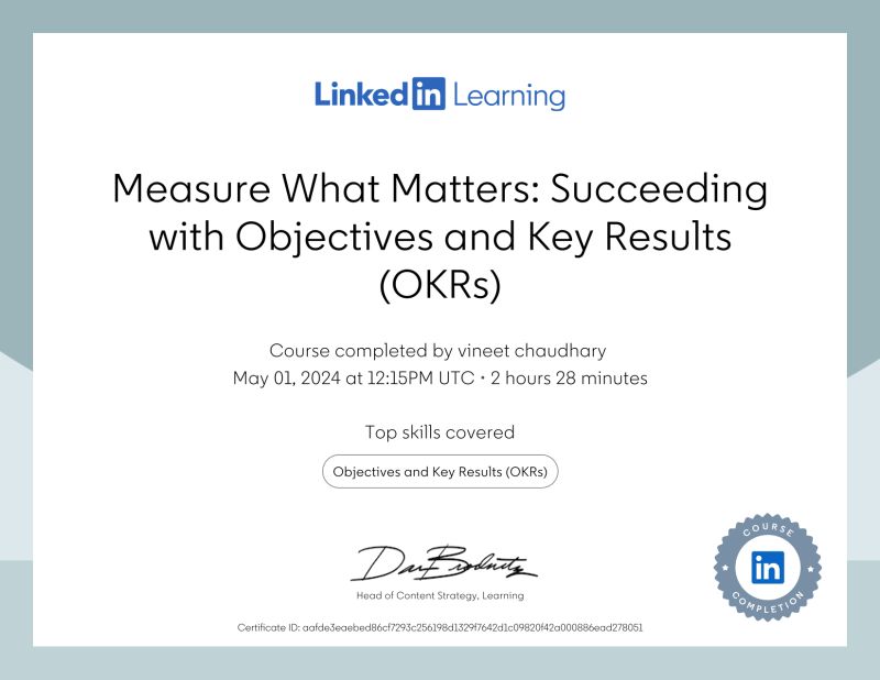 vineet chaudhary on LinkedIn: Certificate of Completion vineet chaudhary on LinkedIn: Certificate of Completion