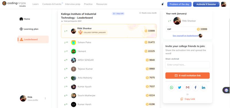 Ritik Shankar on LinkedIn: #codestudio #competitiveprogramming # ... Ritik Shankar on LinkedIn: #codestudio #competitiveprogramming # ...