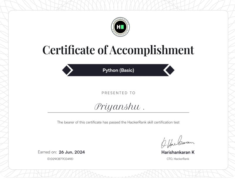 Priyanshu . on LinkedIn: #python #hackerrank #codingjourney #coderarmy Priyanshu . on LinkedIn: #python #hackerrank #codingjourney #coderarmy