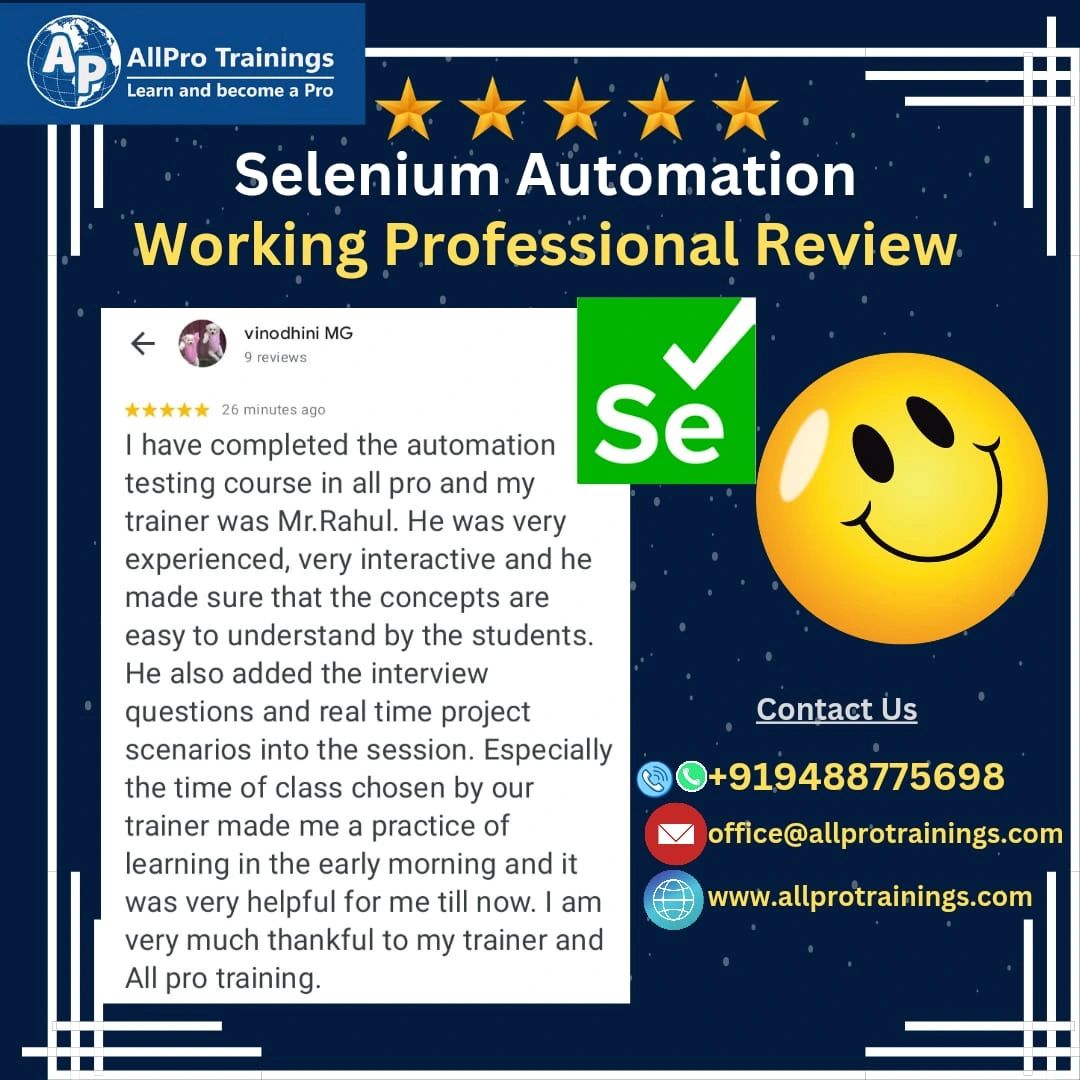 AllPro Trainings on LinkedIn: #seleniumwithjava #seleniumtesting # ... AllPro Trainings on LinkedIn: #seleniumwithjava #seleniumtesting # ...