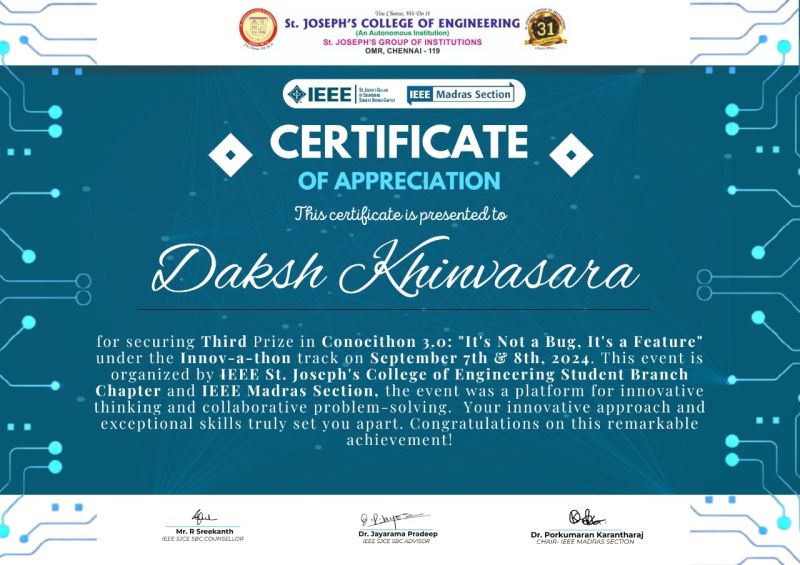 Daksh K on LinkedIn: Proud to announce that we secured 3rd place at ... Daksh K on LinkedIn: Proud to announce that we secured 3rd place at ...