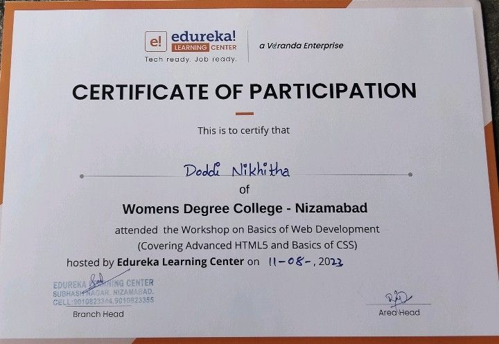 Nikitha Doddi on LinkedIn: #webdevelopment #html5 #css #edurekaworkshop ... Nikitha Doddi on LinkedIn: #webdevelopment #html5 #css #edurekaworkshop ...