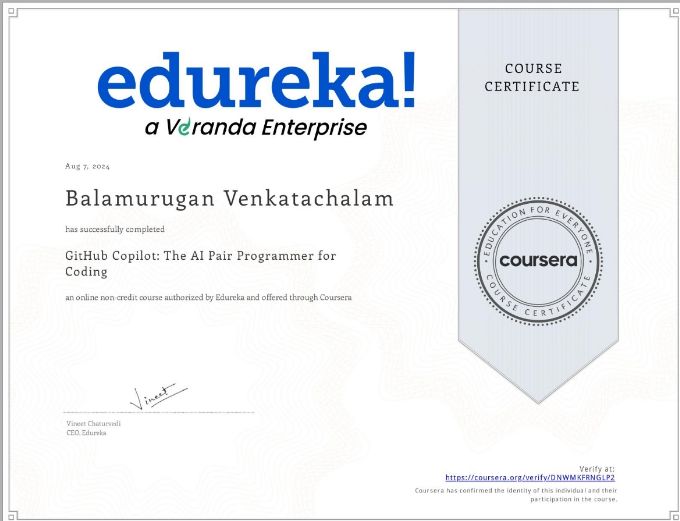 Balamurugan Venkatachalam on LinkedIn: I am happy to share that I have ... Balamurugan Venkatachalam on LinkedIn: I am happy to share that I have ...