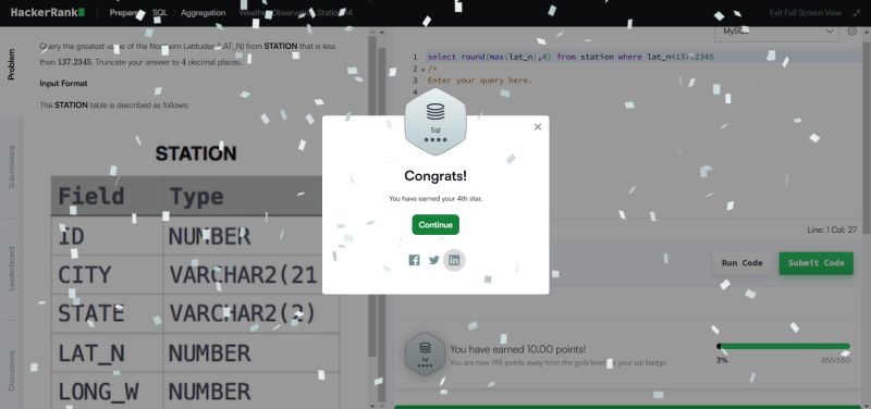#sql #hackerrank #dataskills #keeplearning | Pawan kumar Pandey #sql #hackerrank #dataskills #keeplearning | Pawan kumar Pandey