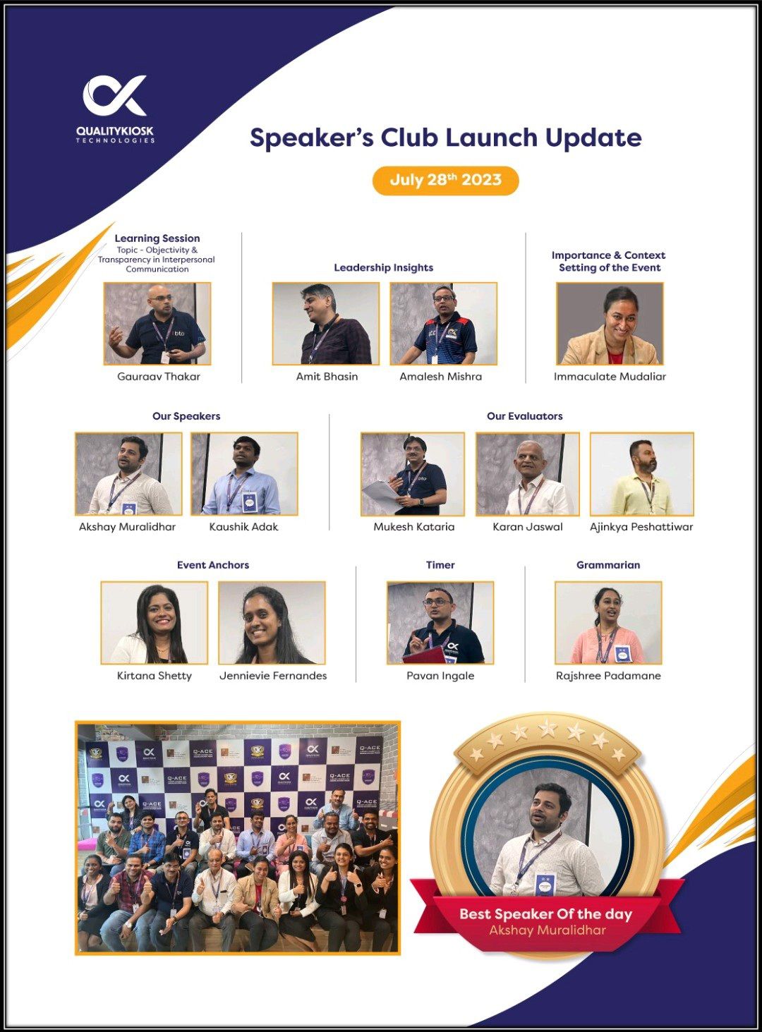 I am glad to be a part of #speakersclub , Thanks QualityKiosk ... I am glad to be a part of #speakersclub , Thanks QualityKiosk ...