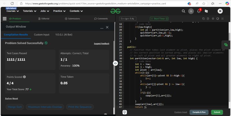 Muthu Selvi on LinkedIn: 06-Feb-2025 solved problem on quick sort. It ... Muthu Selvi on LinkedIn: 06-Feb-2025 solved problem on quick sort. It ...