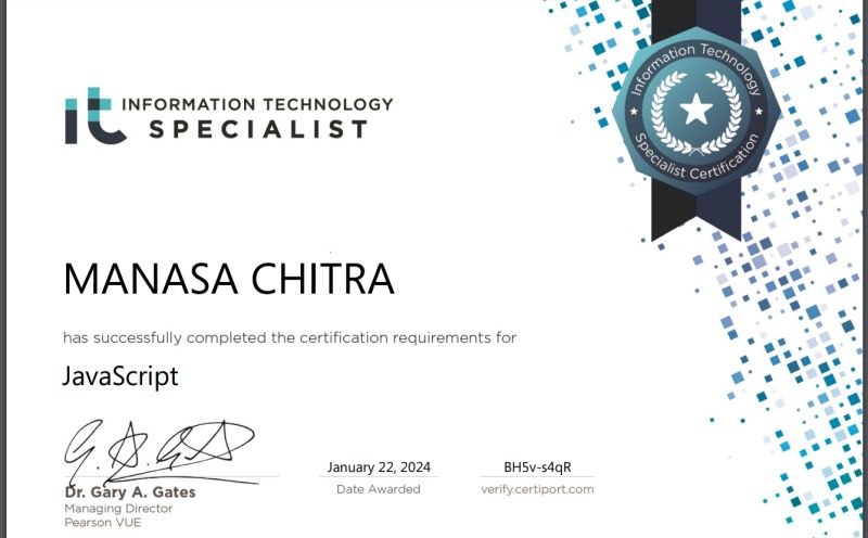 Manasa Chitra on LinkedIn: Hello connections!! I am glad to share that ... Manasa Chitra on LinkedIn: Hello connections!! I am glad to share that ...