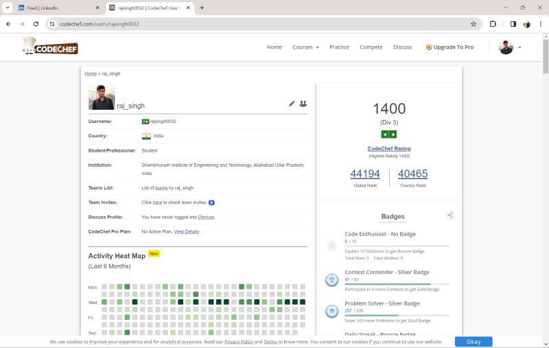 Raj Singh on LinkedIn: #competitiveprogramming #codechef #coding #contest Raj Singh on LinkedIn: #competitiveprogramming #codechef #coding #contest