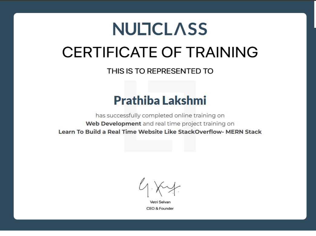 Prathiba Lakshmi on LinkedIn: #internship #trainingcompletion # ... Prathiba Lakshmi on LinkedIn: #internship #trainingcompletion # ...