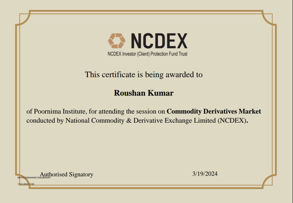ROUSHAN KUMAR on LinkedIn: #ncdex ROUSHAN KUMAR on LinkedIn: #ncdex