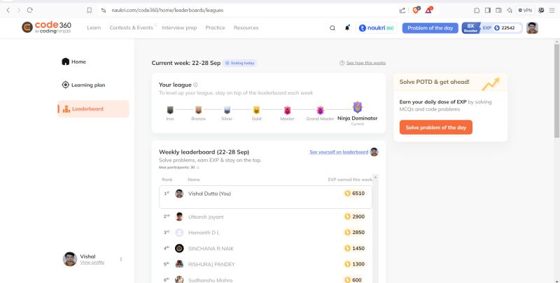 Vishal Dutta on LinkedIn: #codingninjas #continuouslearning #problemsolving Vishal Dutta on LinkedIn: #codingninjas #continuouslearning #problemsolving
