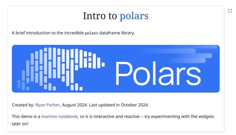 marimo on LinkedIn: 🌟 Learn Polars with an interactive tutorial ... marimo on LinkedIn: 🌟 Learn Polars with an interactive tutorial ...