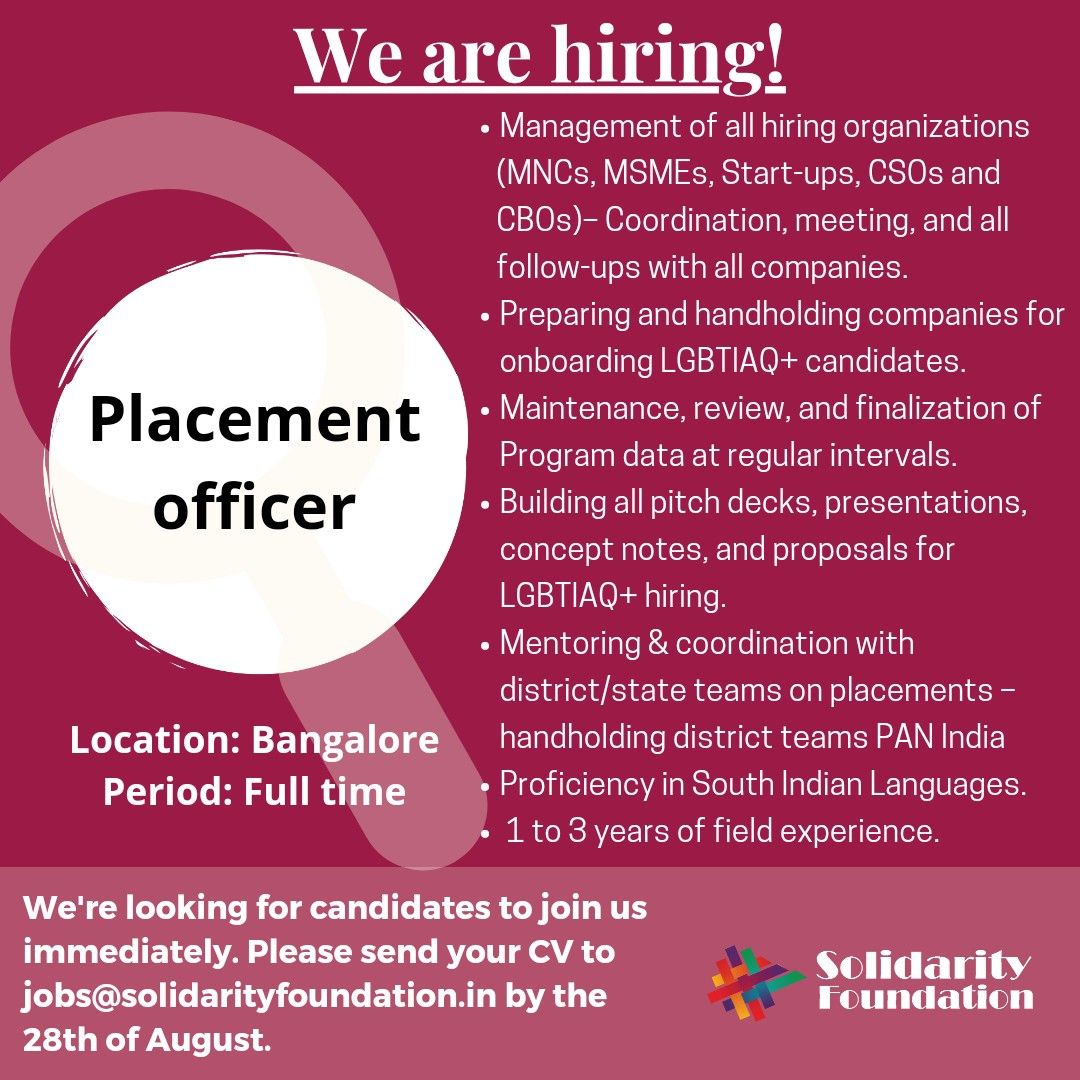 Solidarity Foundation Bangalore on LinkedIn: We are hiring in Bangalore ... Solidarity Foundation Bangalore on LinkedIn: We are hiring in Bangalore ...