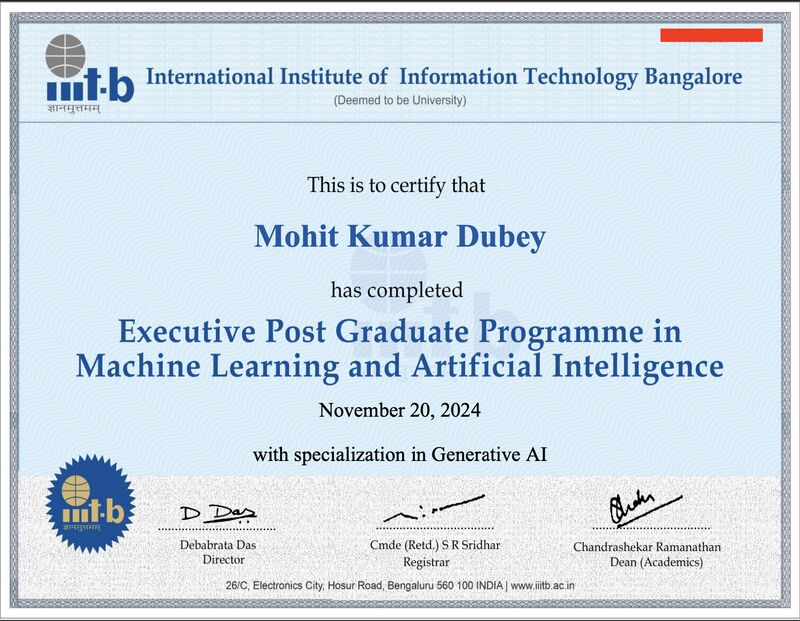 Mohit Kumar Dubey on LinkedIn: I'm delighted to announce the completion ... Mohit Kumar Dubey on LinkedIn: I'm delighted to announce the completion ...
