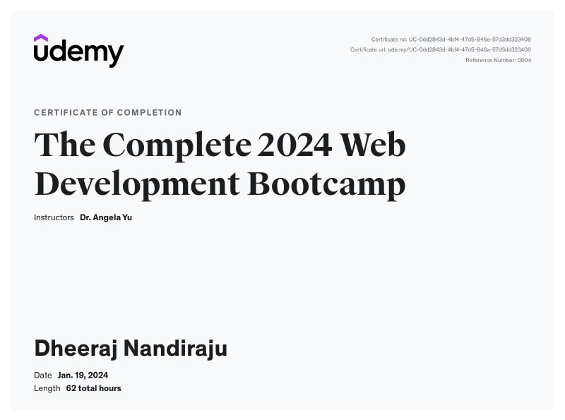 Graduated from Udemy Web Development Bootcamp | Dheeraj Nandiraju ... Graduated from Udemy Web Development Bootcamp | Dheeraj Nandiraju ...