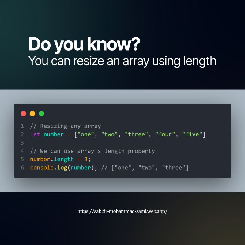 How to resize arrays in JavaScript | Sabbir Mohammad Sami posted on the ... How to resize arrays in JavaScript | Sabbir Mohammad Sami posted on the ...