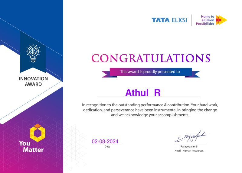 Thank you so much for the Innovation Award! | Athul Raj R Thank you so much for the Innovation Award! | Athul Raj R