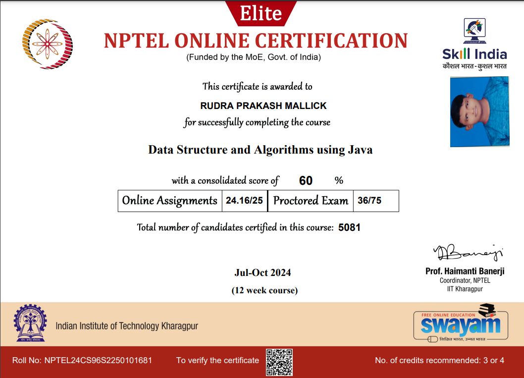 Rudra Prakash Mallick on LinkedIn: #nptel #datastructures #algorithms # ... Rudra Prakash Mallick on LinkedIn: #nptel #datastructures #algorithms # ...