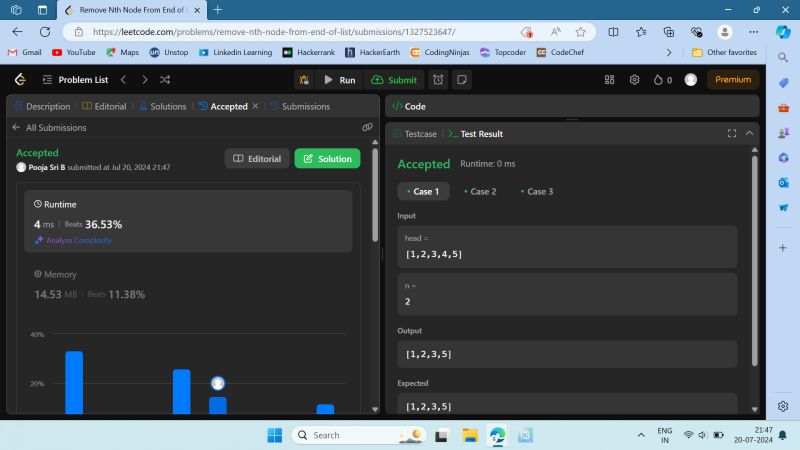 Day 79 of LeetCode challenge: Remove Nth node | Pooja Sri Bhaskar ... Day 79 of LeetCode challenge: Remove Nth node | Pooja Sri Bhaskar ...
