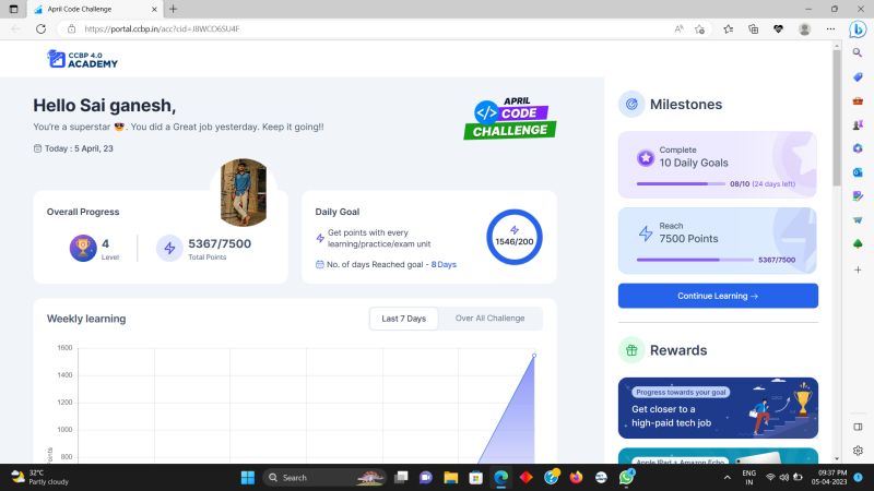 Sai Ganesh Katakam on LinkedIn: #aprilcodechallenge #python #ccbp # ... Sai Ganesh Katakam on LinkedIn: #aprilcodechallenge #python #ccbp # ...