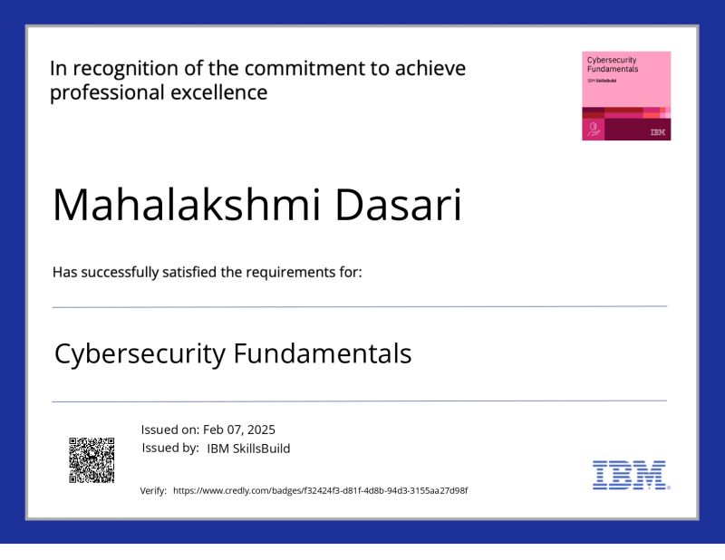 #ibm #cybersecurity | Maha Lakshmi Dasari #ibm #cybersecurity | Maha Lakshmi Dasari