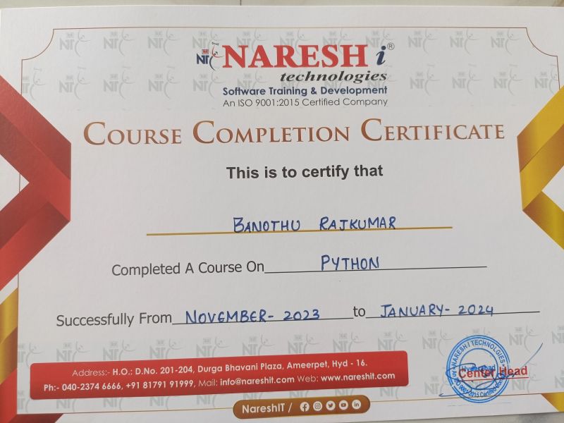 Banothu Raj kumar on LinkedIn: #python #nareshtechnologies # ... Banothu Raj kumar on LinkedIn: #python #nareshtechnologies # ...