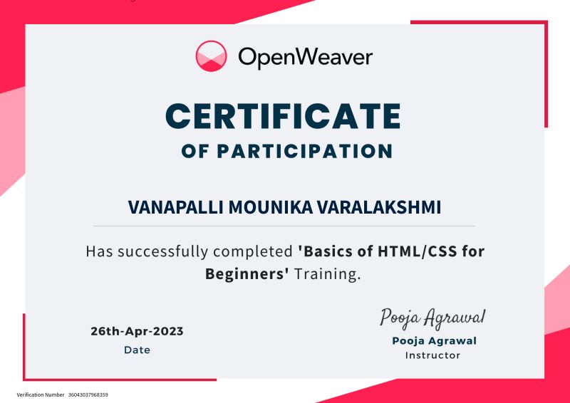 v. mounika varalakshmi on LinkedIn: certification in html and css v. mounika varalakshmi on LinkedIn: certification in html and css