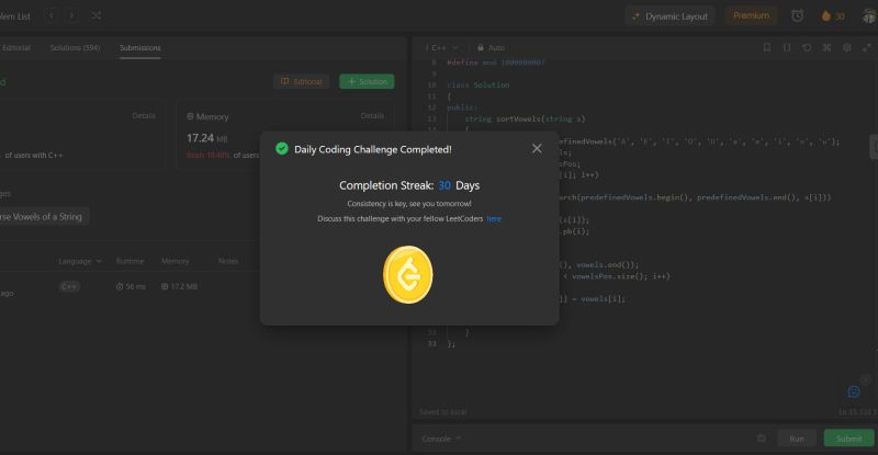 Completed 30 Days of LeetCode with Consistency, Challenges, and ... Completed 30 Days of LeetCode with Consistency, Challenges, and ...
