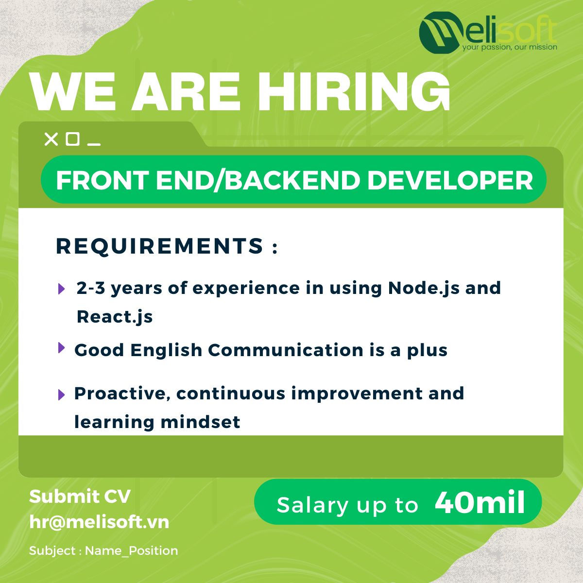 Meli Career on LinkedIn: #wearehiring #nodejs #reactjs # ... Meli Career on LinkedIn: #wearehiring #nodejs #reactjs # ...