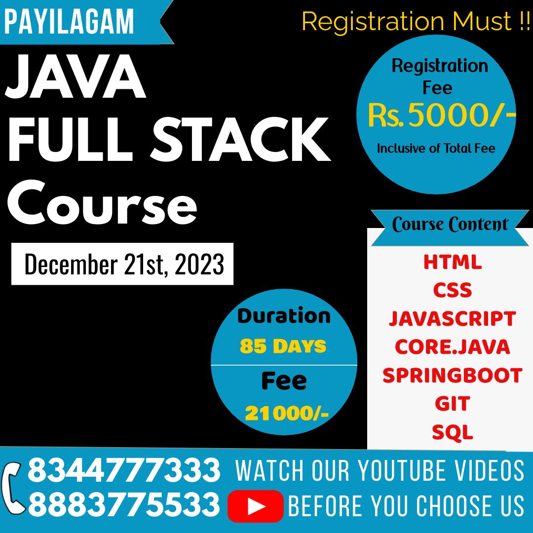 Payilagam . on LinkedIn: #payilagam #java #javatraining # ... Payilagam . on LinkedIn: #payilagam #java #javatraining # ...