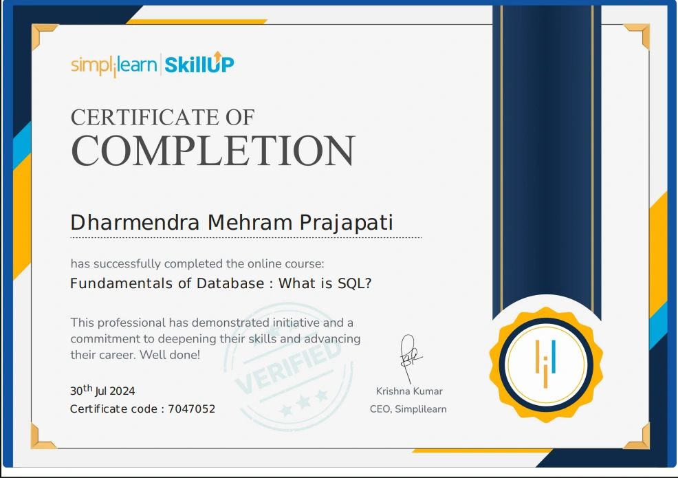 Dharmendra Prajapati on LinkedIn: I'm delighted to share that I' ve ... Dharmendra Prajapati on LinkedIn: I'm delighted to share that I' ve ...