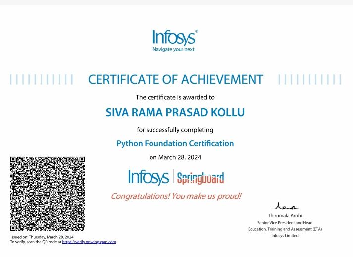 #certification #python #infosys #springboard | Marri Laxman Reddy ... #certification #python #infosys #springboard | Marri Laxman Reddy ...