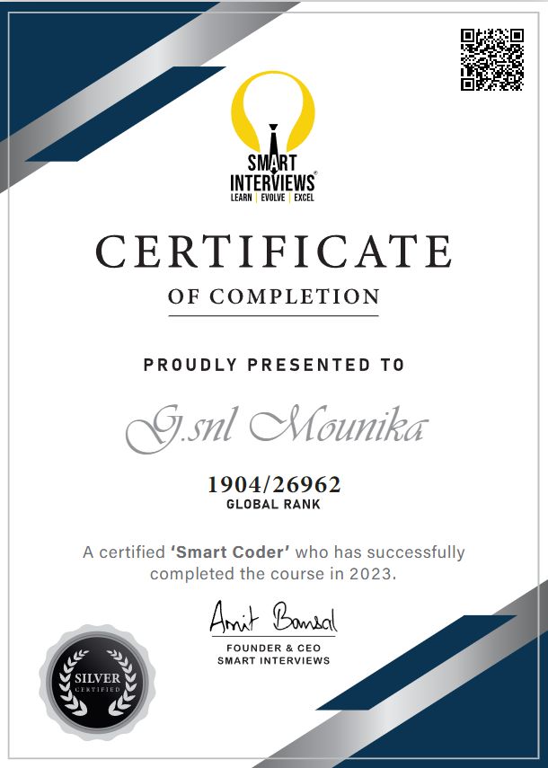 Gandrothu Sai Naga Lakshmi Mounika on LinkedIn: #datastructures # ... Gandrothu Sai Naga Lakshmi Mounika on LinkedIn: #datastructures # ...