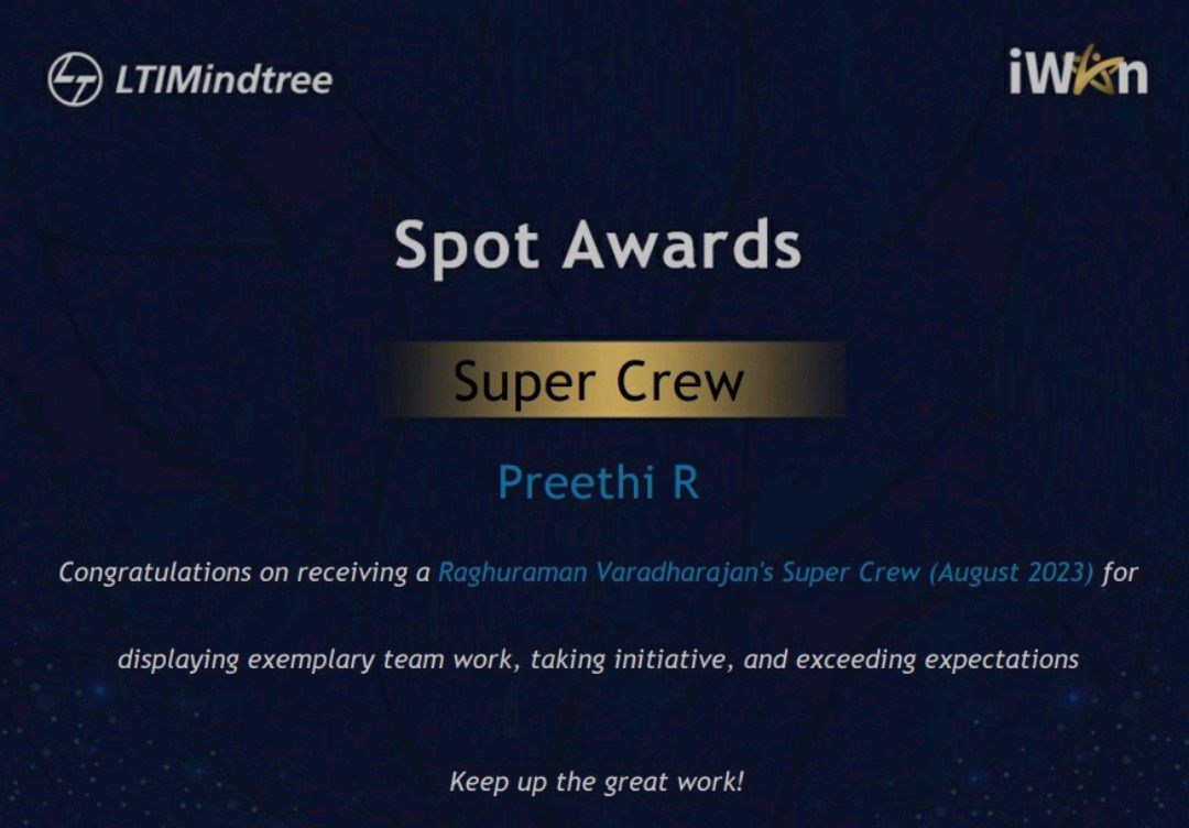 Preethi R on LinkedIn: #ltimindtree Preethi R on LinkedIn: #ltimindtree