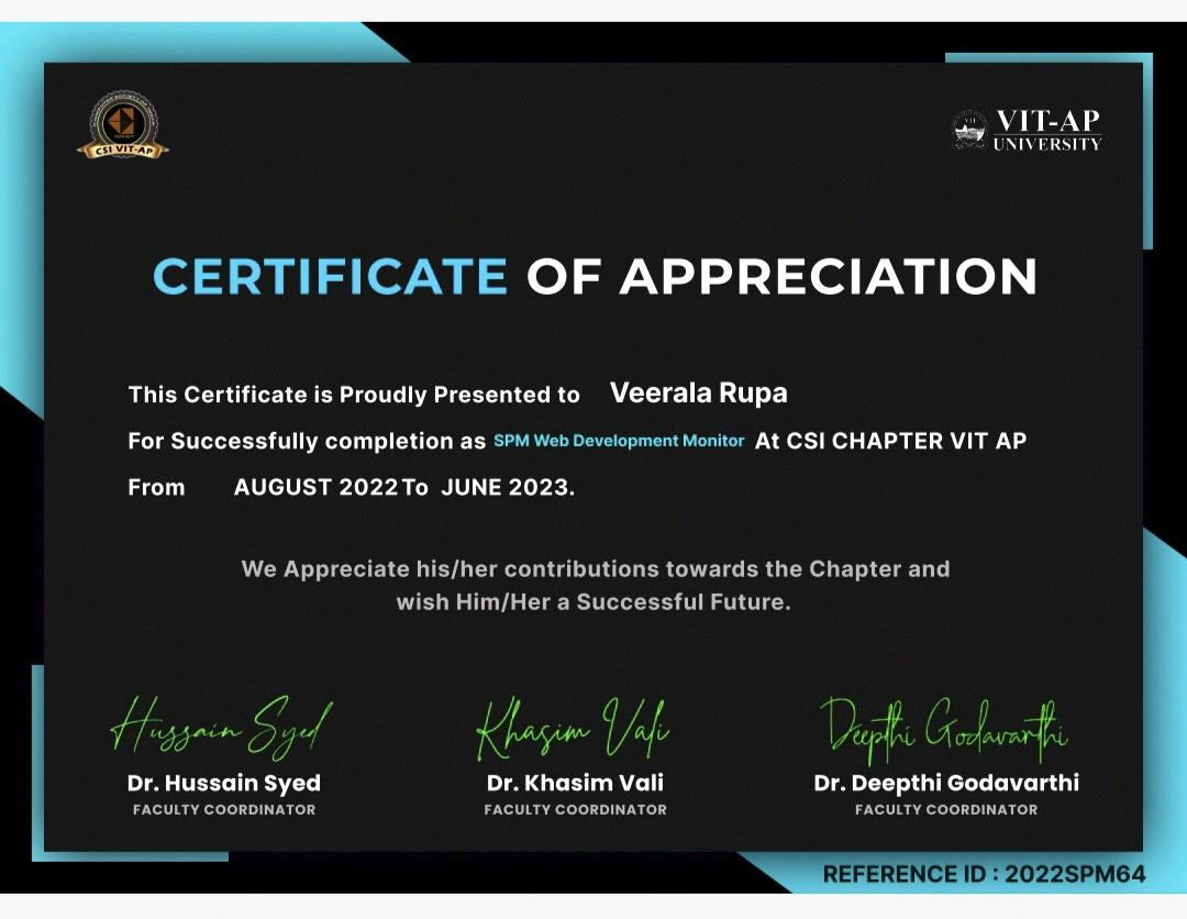 Rupa Veerala on LinkedIn: #csi #vitap #connections Rupa Veerala on LinkedIn: #csi #vitap #connections