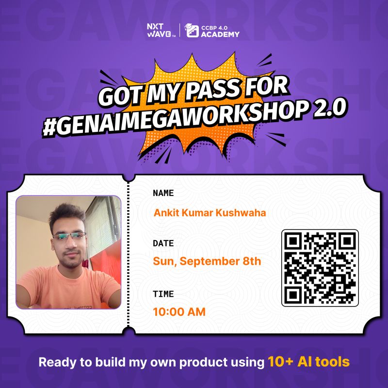 Ankit kumar kushwaha on LinkedIn: #genaimegaworkshop2 #nxtwave #ai Ankit kumar kushwaha on LinkedIn: #genaimegaworkshop2 #nxtwave #ai