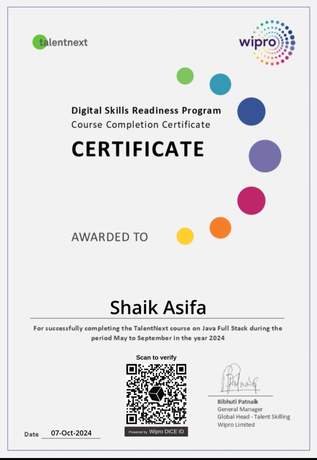 Shaik Asifa on LinkedIn: #javafullstack #wipro #continuouslearning Shaik Asifa on LinkedIn: #javafullstack #wipro #continuouslearning