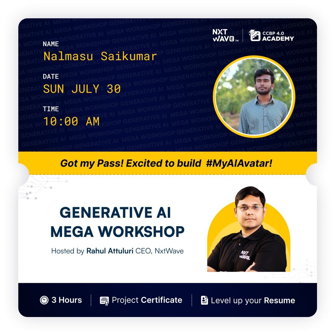 NALMASU SAIKUMAR on LinkedIn: #generativeai #megaworkshop # ... NALMASU SAIKUMAR on LinkedIn: #generativeai #megaworkshop # ...