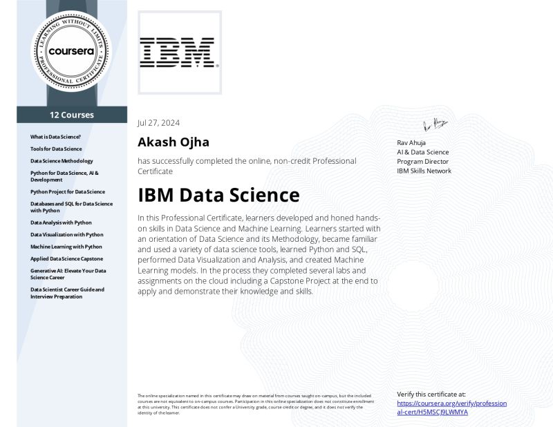 Completed IBM Data Science course! | Akash Kumar Ojha posted on the ... Completed IBM Data Science course! | Akash Kumar Ojha posted on the ...
