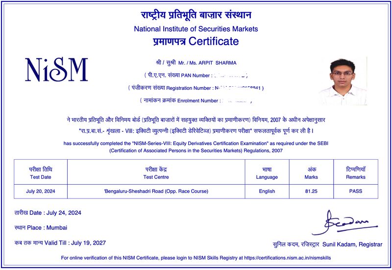 Arpit Sharma on LinkedIn: I am excited to share that I passed the NISM ... Arpit Sharma on LinkedIn: I am excited to share that I passed the NISM ...