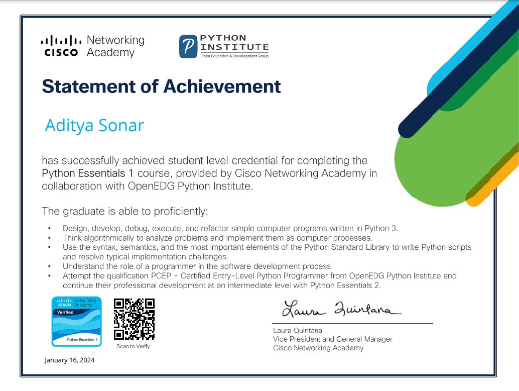 Aditya Sonar on LinkedIn: #python #cisconetworkingacademy # ... Aditya Sonar on LinkedIn: #python #cisconetworkingacademy # ...