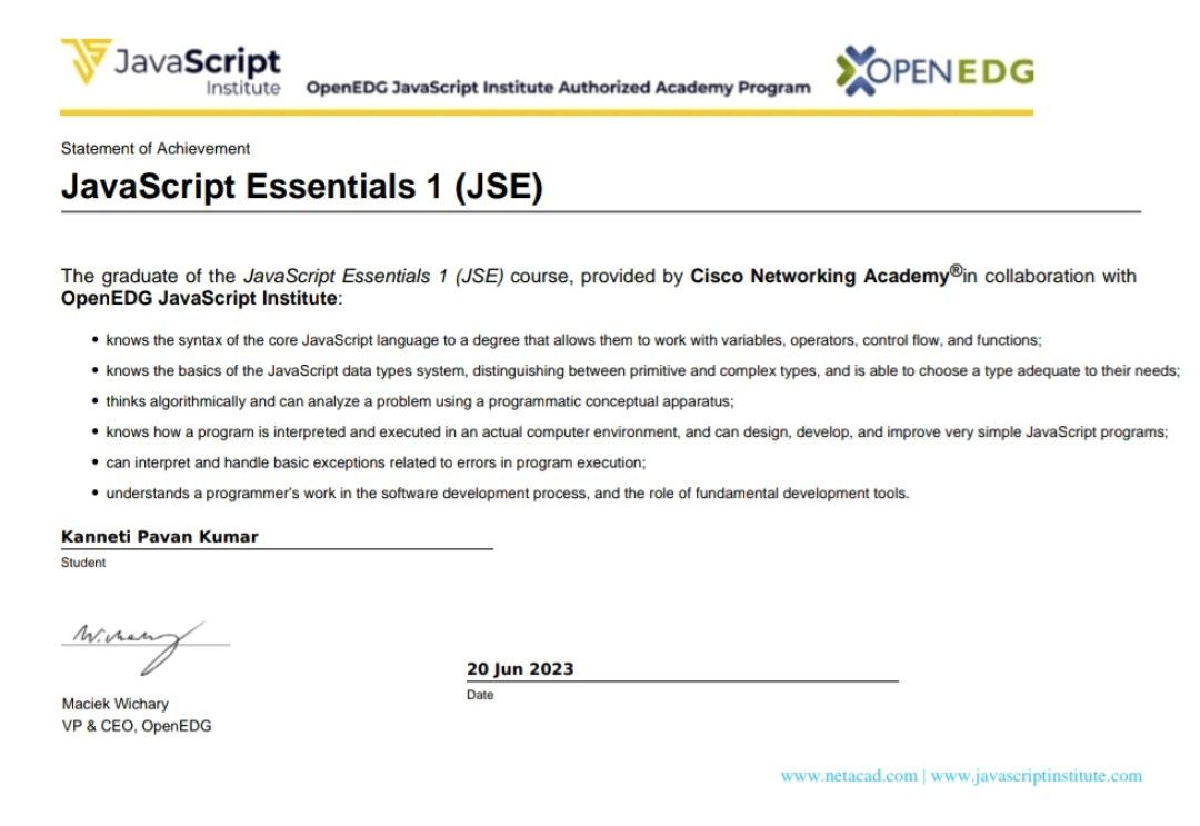 Kanneti Pavan kumar on LinkedIn: virtual internship on JAVASCRIPT ... Kanneti Pavan kumar on LinkedIn: virtual internship on JAVASCRIPT ...
