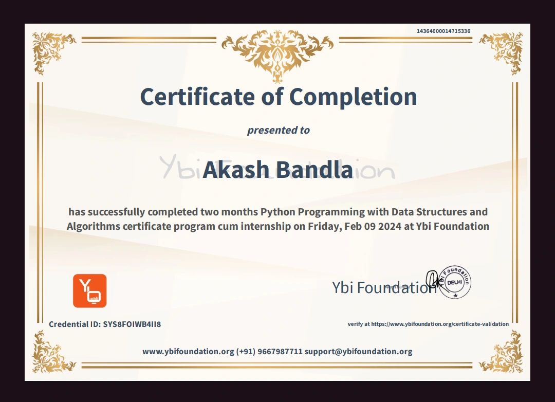 Bandla Akash on LinkedIn: #ybifoundation #python Bandla Akash on LinkedIn: #ybifoundation #python