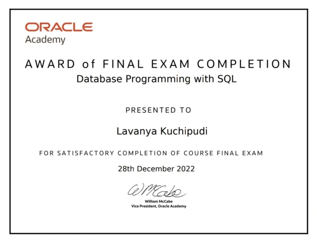 Lavanya Kuchipudi on LinkedIn: #databaseprogramming #sql #oracle Lavanya Kuchipudi on LinkedIn: #databaseprogramming #sql #oracle