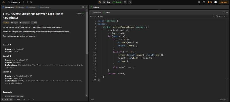 Dixita . on LinkedIn: #day74 #100daysofcode #reverseparentheses # ... Dixita . on LinkedIn: #day74 #100daysofcode #reverseparentheses # ...