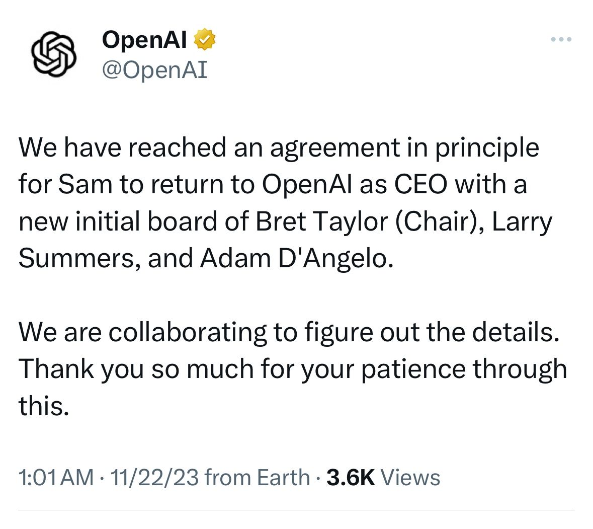 Paul Roetzer on LinkedIn: It appears Sam is back at OpenAI. Lots more ... Paul Roetzer on LinkedIn: It appears Sam is back at OpenAI. Lots more ...