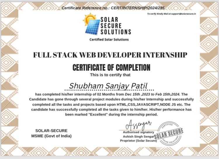 Shubham Patil on LinkedIn: #internshipcompletion #html #css #javascript ... Shubham Patil on LinkedIn: #internshipcompletion #html #css #javascript ...