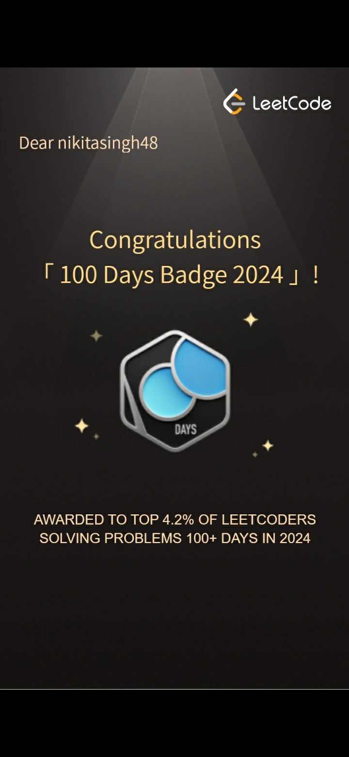 Nikita Singh on LinkedIn: #leetcode #100daysofcode #codingjourney # ... Nikita Singh on LinkedIn: #leetcode #100daysofcode #codingjourney # ...