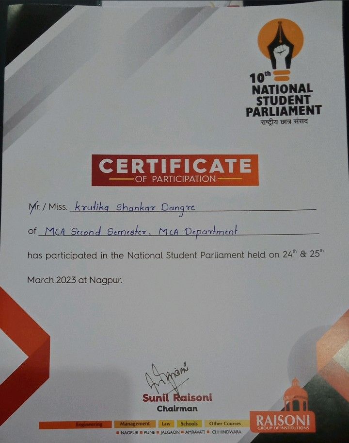 Krutika Dangre on LinkedIn: #national_student_parlament… Krutika Dangre on LinkedIn: #national_student_parlament…