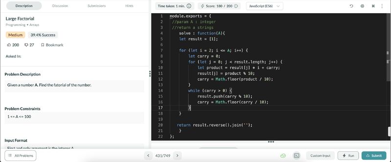 Saurabh Singh on LinkedIn: #50daysofcode #largefactorial #50days # ... Saurabh Singh on LinkedIn: #50daysofcode #largefactorial #50days # ...
